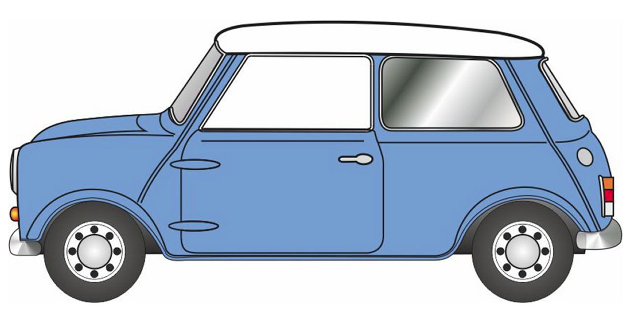 43MIN024 Oxford Diecast Austin Cooper S Mini Island Blue/Snowber
