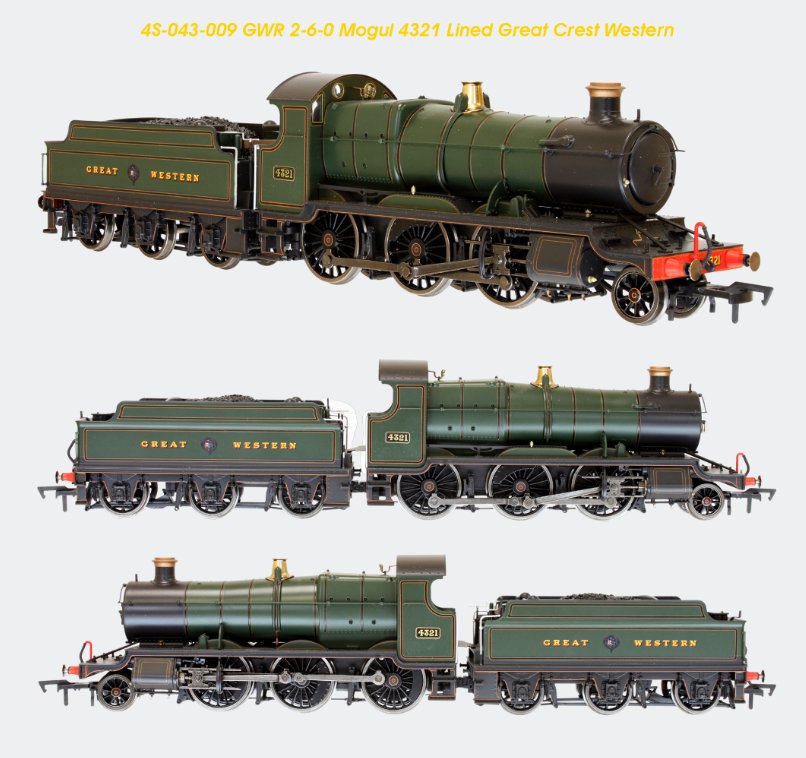 4S-043-009 Dapol GWR Mogul Steam Locomotive number 4321 in GWR