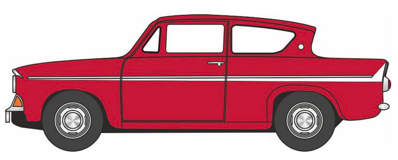 76105012 Oxford Diecast Ford Anglia Monaco Red