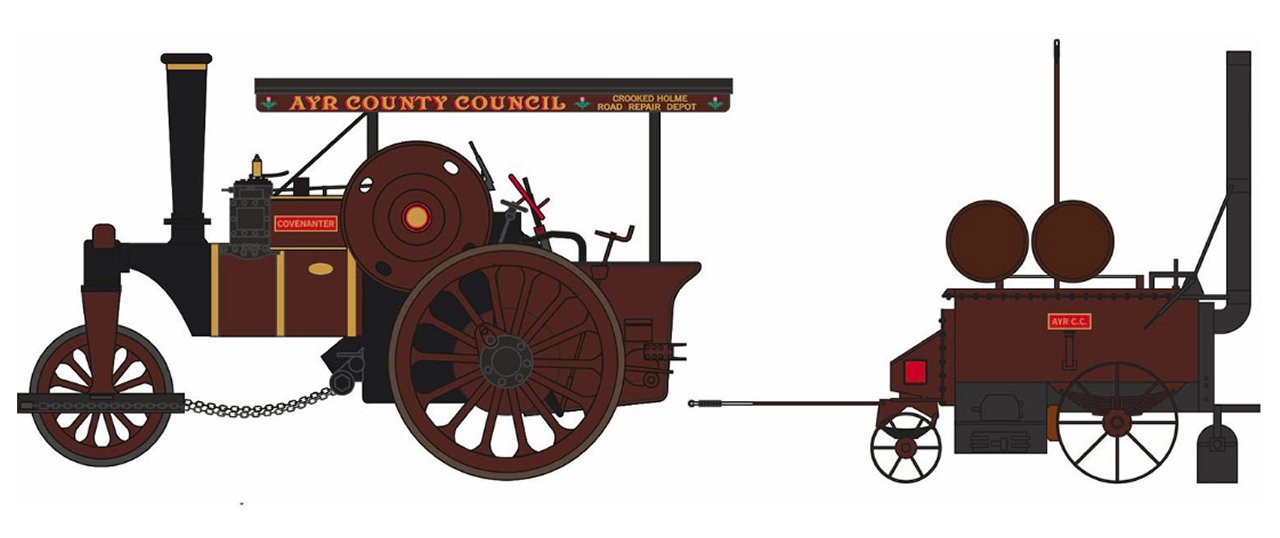 76FSR007 Oxford Diecast Fowler Steam Roller & Coleman Flapper Co