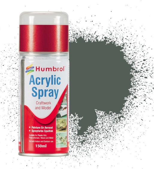 AD6001 # Humbrol Number 1 150 ml acrylic paint matt grey aerosol