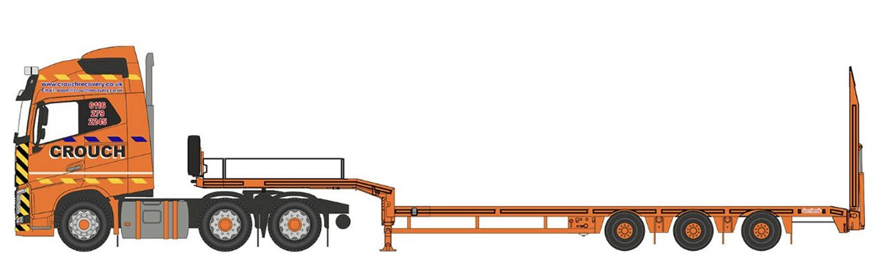 NVOL4013 Oxford Diecast Volvo FH4 Semi Low Loader Crouch Recover